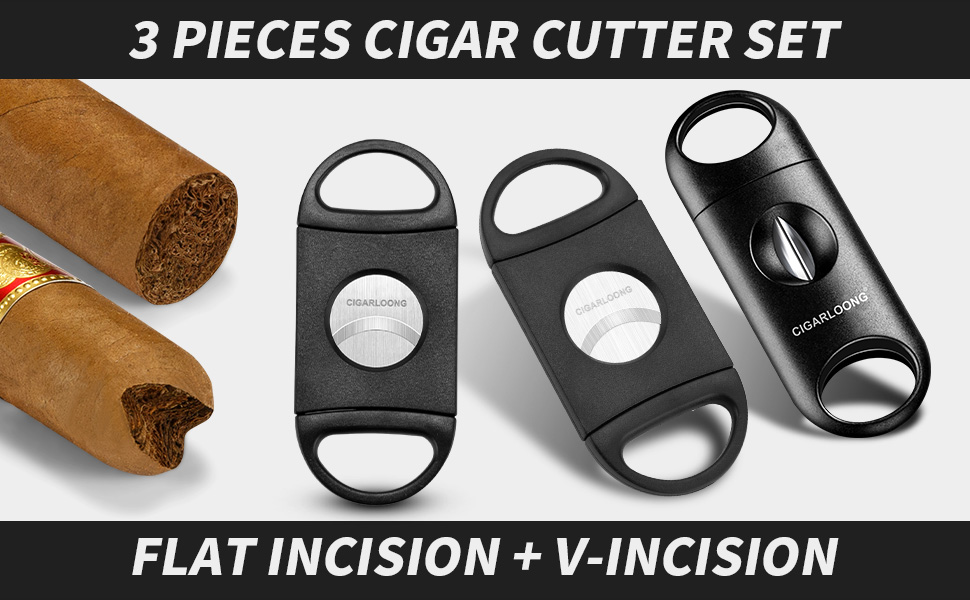 Amazon.com: CIGARLOONG Cigar Cutter Set, Sharp Blade Cigar Guillotine, Enlarge Cigar V-Cut Cigar ...