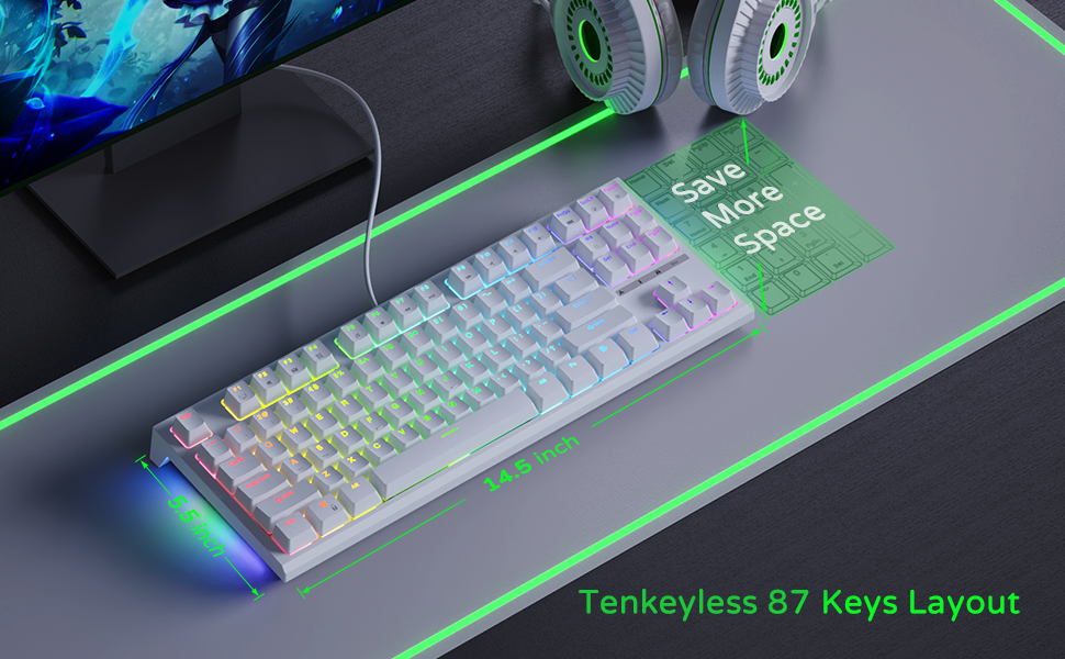 RK ROYAL KLUDGE R87 Mechanical Keyboard, 75% Layout Hot Swappable Wired Gaming Keyboard Software ...