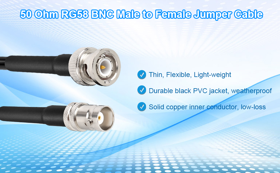 Amazon.com: MOOKEERF BNC Cable - 2PCS 50 ohm RG58 BNC Male to Female Coax Cable 3FT Low Loss ...