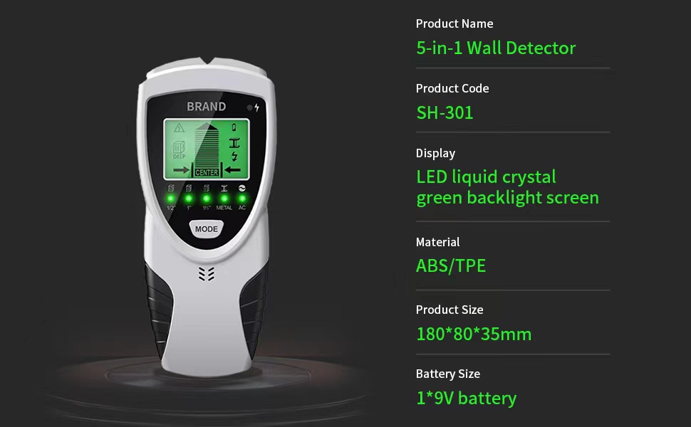 Stud Finder Wall Scanner - 5 in 1 Stud Detector with HD LCD Display & Audio Alarm, for Centres ...