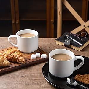 Amazon.com: GBHOME 14oz Coffee Mugs Set of 6, Stackable Ceramic Coffee ...