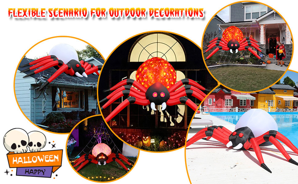 Amazon.com: FunFanso 12FT Halloween Inflatable Spider Outdoor Decorations for Yard, Giant Blow ...