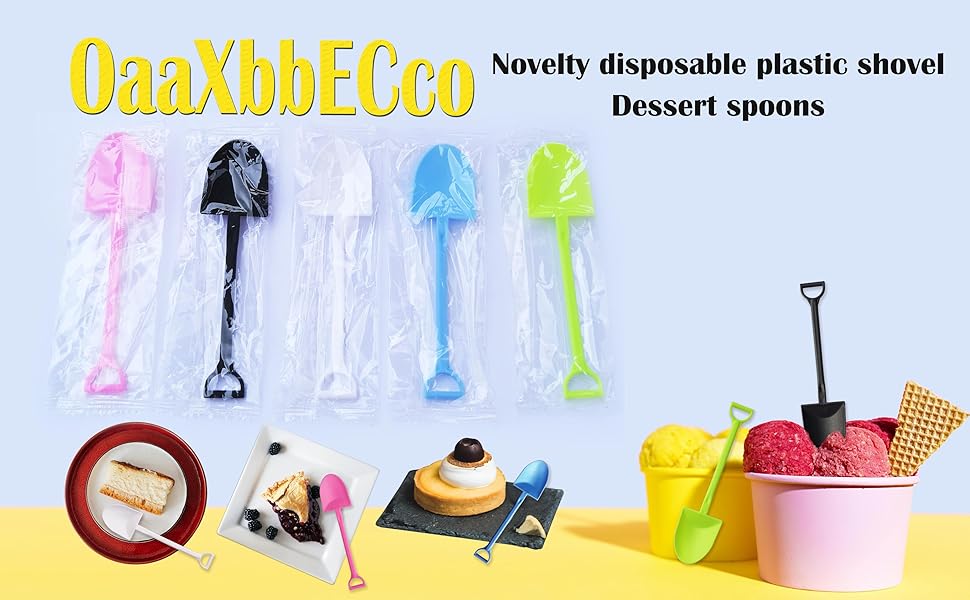 Amazon.com: OaaXbbECco Novelty Mini Shovel Shape Spoons Cute Disposable Plastic Dessert Spoons ...