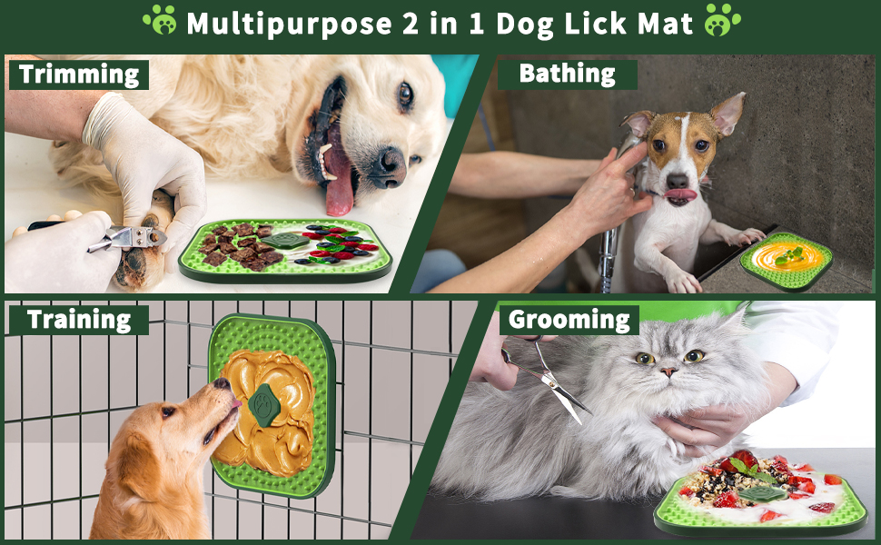 Dog Lick Mat for Dogs Crate, CIICII 2 in 1 Dog Slow Feeder Treat Mat (Large 7.1" Dog Licking Mat ...