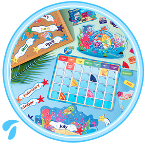 Amazon.com: 90 Pcs Sea Calendar Bulletin Board Set Pocket Chart Seasons ...