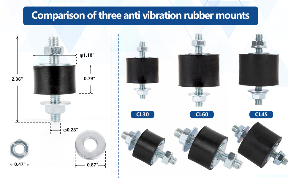 Cherbo Rubber Studs Shock Absorber M8 30x20mm 4 Pack Anti Vibration Rubber Isolator Mounts ...