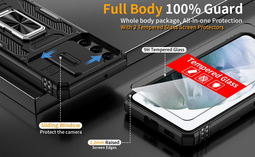 Amazon.com: FRLMOOES for Samsung Galaxy S21 Case with Screen Protector,Built-in Slide Camera ...
