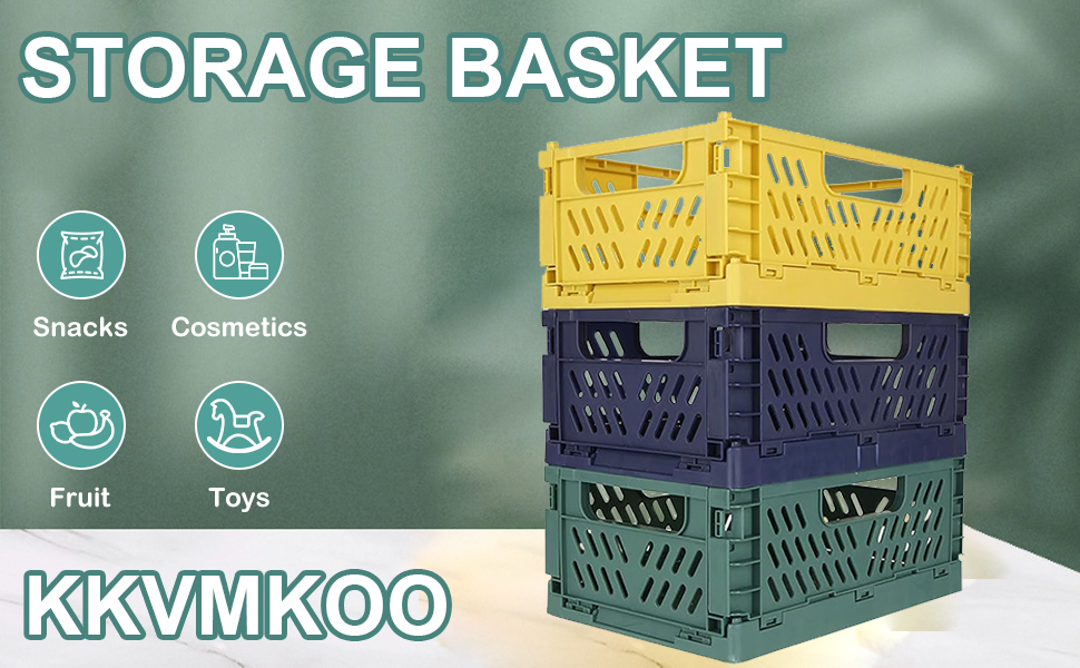 Amazon.com : KKVMKOO 3 Pack Folding Plastic Storage Baskets for Desk ...