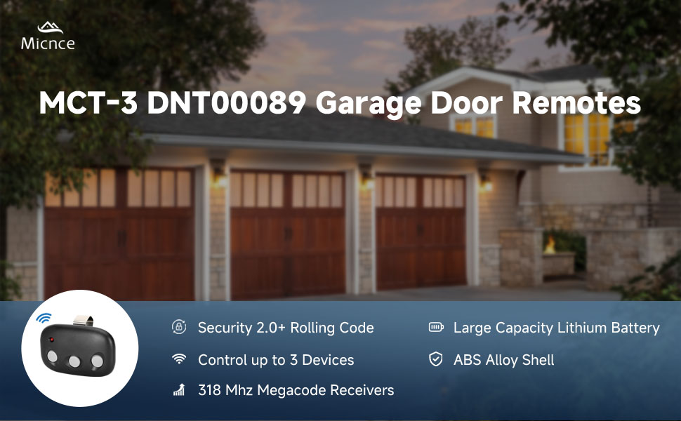 MCT-3 DNT00089 Garage Door Opener Remote, Compatible with Linear LD050, LD033, LDO33, MCT-3 for ...