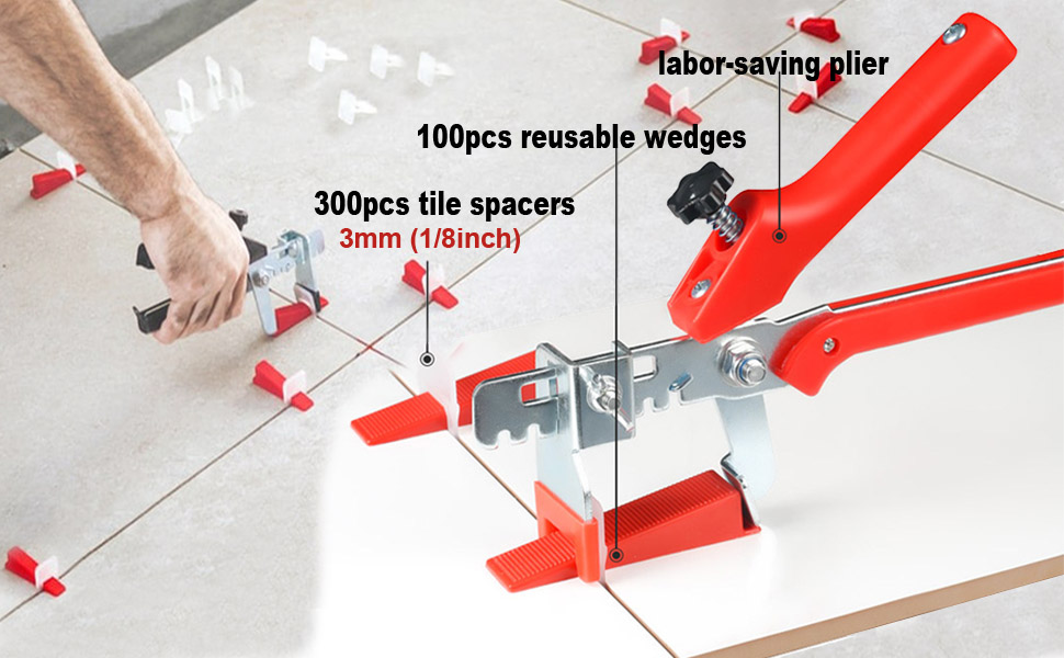 400PCS Tile Leveling System 3mm 300pcs Tiling Level Wedge Spacer Plus ...