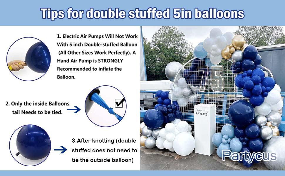 Amazon.com: Navy Blue White Balloon Garland Kit - Double Stuffed Dusty Blue Royal Blue White ...