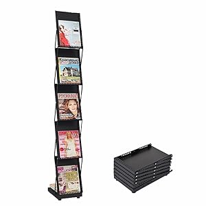 Amazon.com: Kroey brochure display stand&Foldable Magazine Rack with 5 Pockets for Exhibition ...