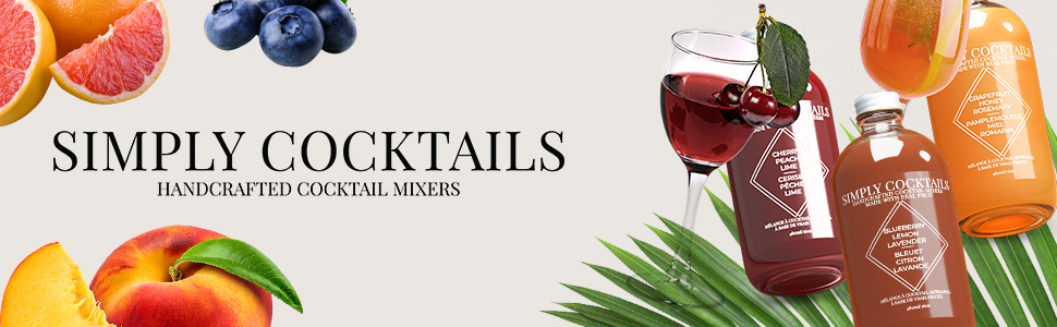 Amazon.com : Simply Cocktails Gin & Vodka Cocktail Mixer Set. Cherry Peach Lime, Blueberry Lemon ...