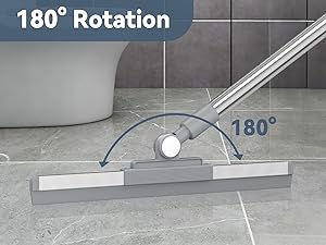 Amazon.com: Floor Squeegee with 180° Rotating Head, Squeegee for Floor with 52'' Long Handle ...