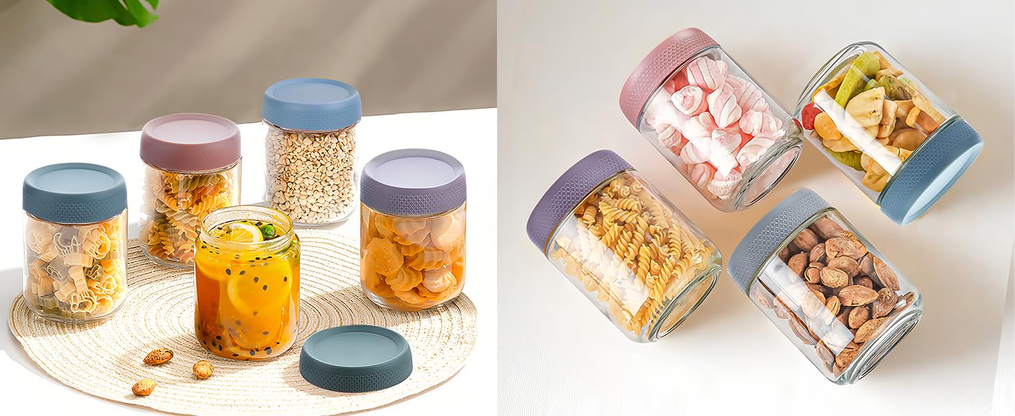 Amazon.com: MR.KIANGCI 6 Pack Overnight Oats Containers with Lids, Glass Jar Mason Jars 16 OZ ...