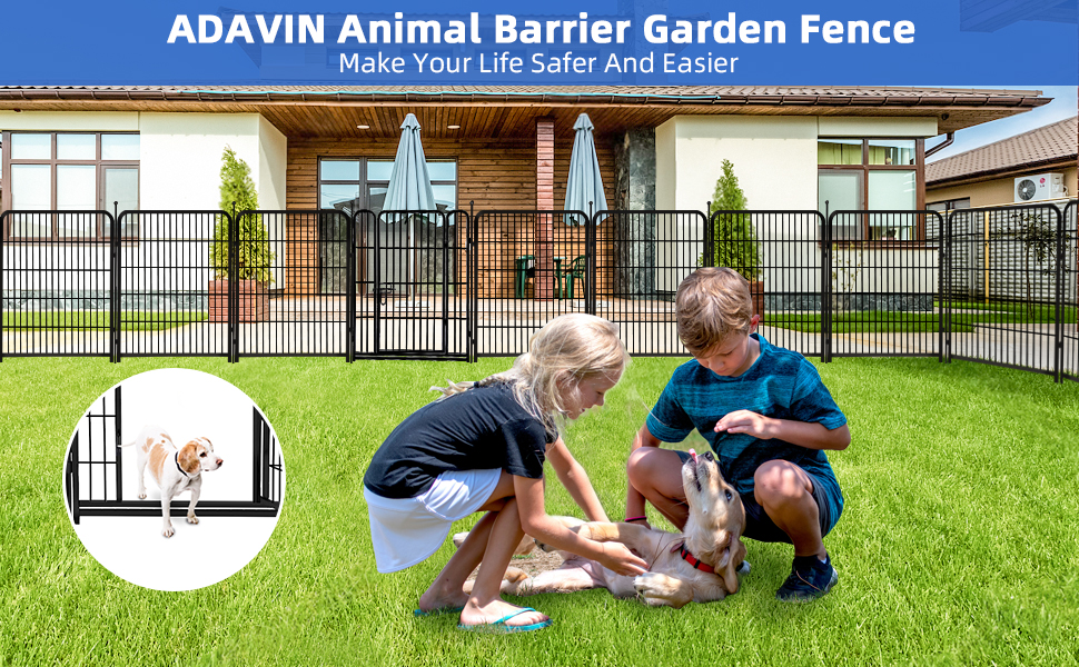 Amazon.com : ADAVIN Garden Fence with Gate 32in(H) x 36ft(L)， 16 Panels Black Heavy Duty Iron ...