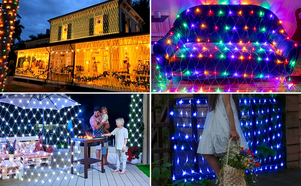 Acxilexy Outdoor Solar Light Netting, 2 m x 3 m, 198 LEDs String Lights ...