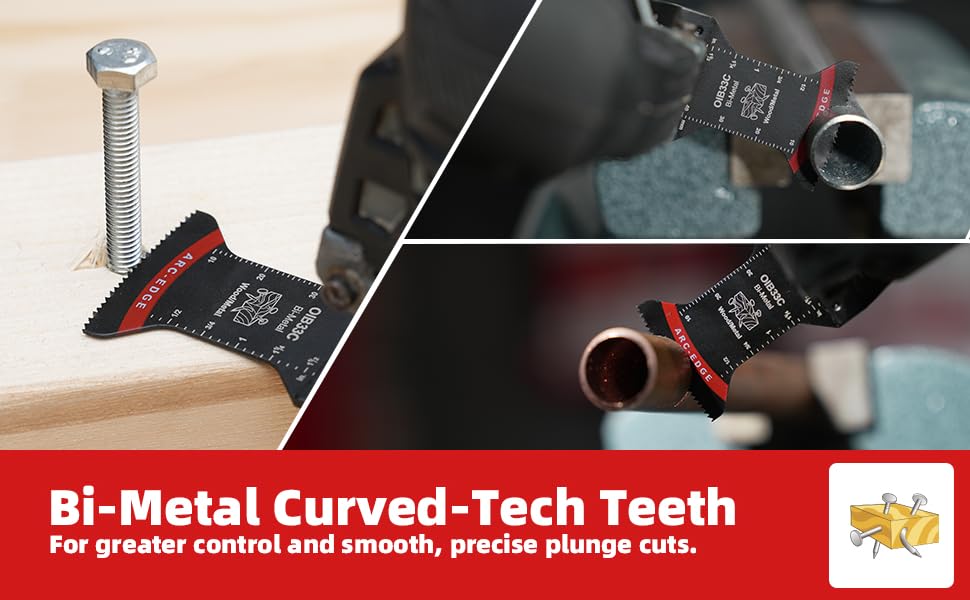 EZARC Bi-Metal Oscillating Saw Blades - 5 PCS Arc Edge Multitool Blades Precise Cut for Wood ...