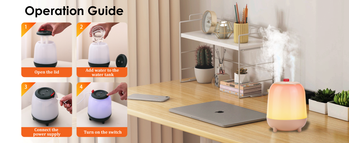 Amazon.com: Humidifiers for Bedroom with Nightlight, Ultrasonic Cool Mist Humidifier Top Fill ...