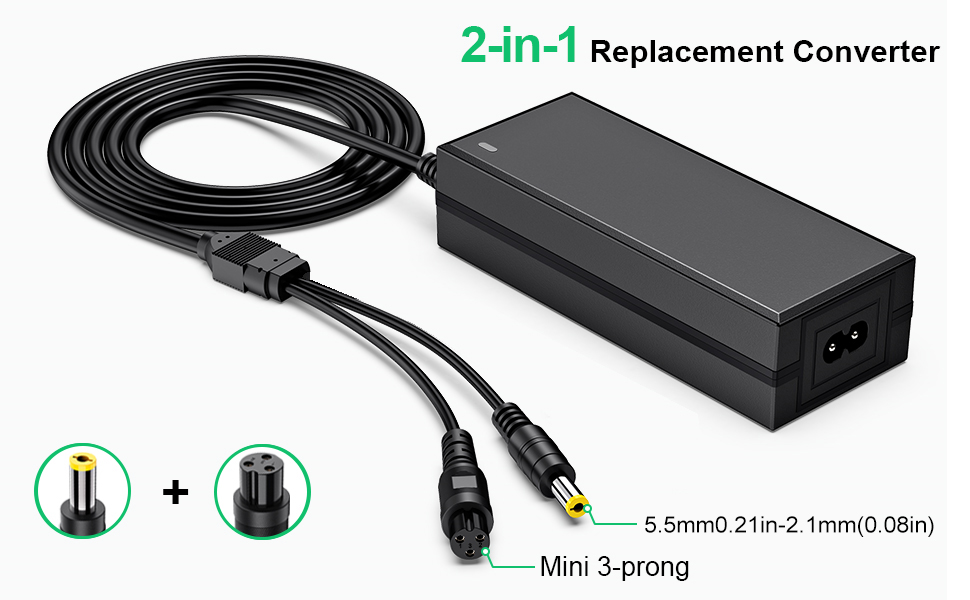 Amazon.com: 42V 2A Charger with 5.5mm Single Prong DC Plug and 8mm Triple Prong Connector, Two ...