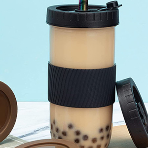 Amazon.com: Youeon 4 Pack 24 Oz Reusable Boba Cups with Lids and Straw, Iced Coffee & Smoothie ...