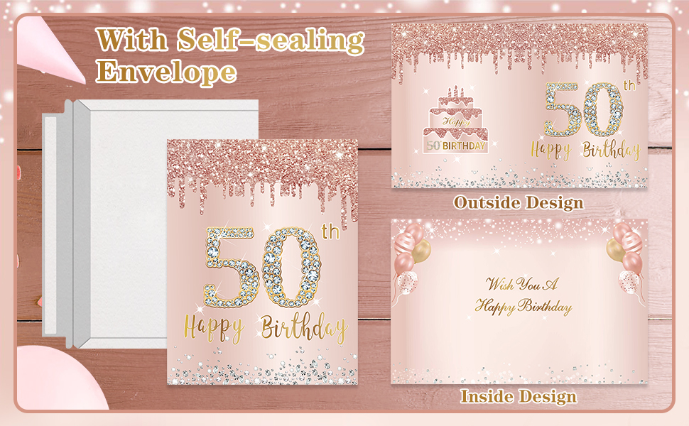 Amazon.com : Large 50th Birthday Card With Envelope, Jumbo 50 Birthday Guest Book Greeting Cards ...