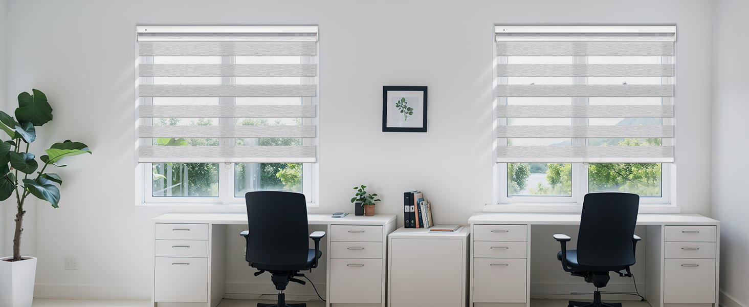 Amazon.com: Moonice No Drill No Tools Cordless Zebra Blinds for Windows Dual Layer Shades Pull ...