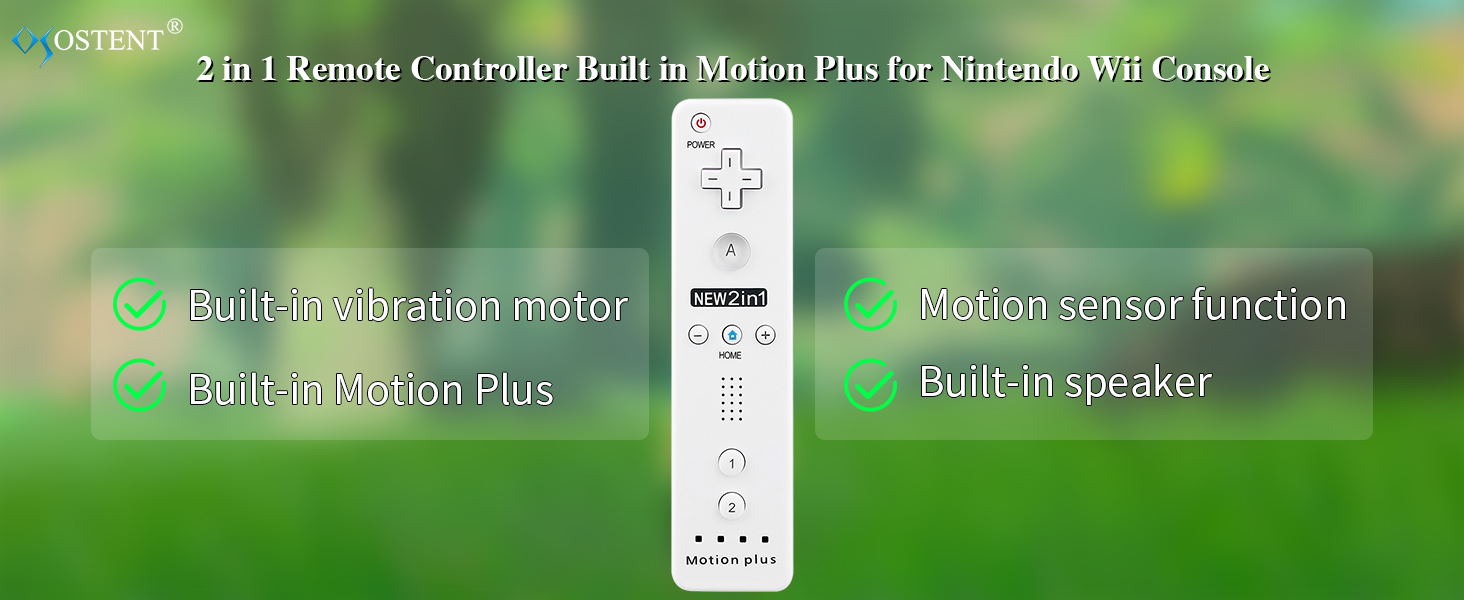 OSTENT 2 in 1 Remote Controller Built in Motion Plus for Nintendo Wii ...