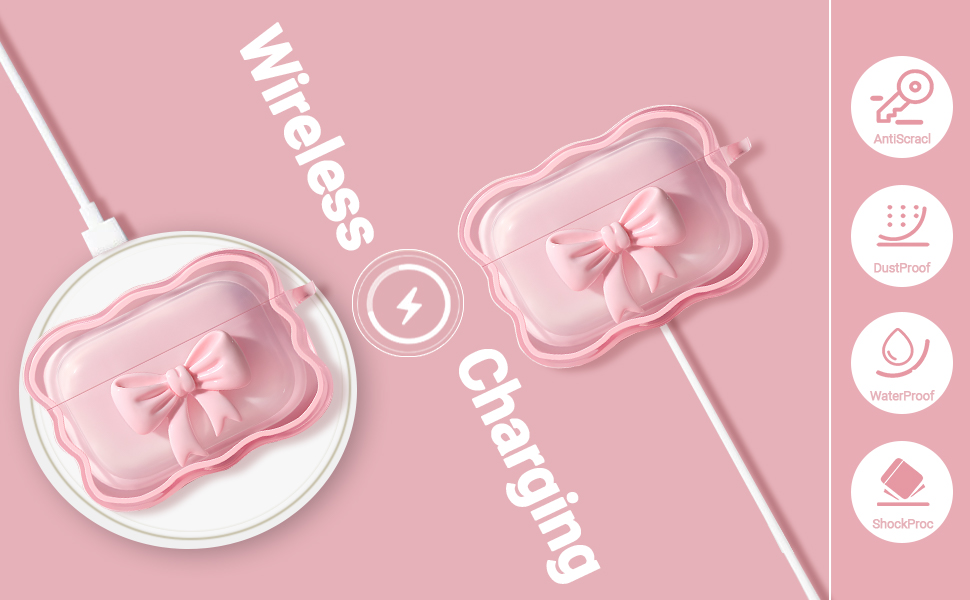 Amazon.com: MINSCOSE Compatible with AirPods Pro Clear Case,3D Bow Pattern Design with Cute ...