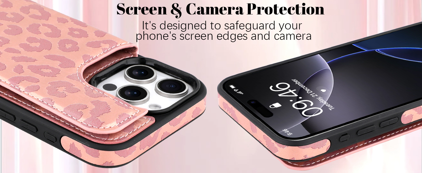 Amazon.com: OOK for iPhone 16 Pro Max Case Wallet with Card Holder, Cute Pink Leopard Cheetah ...