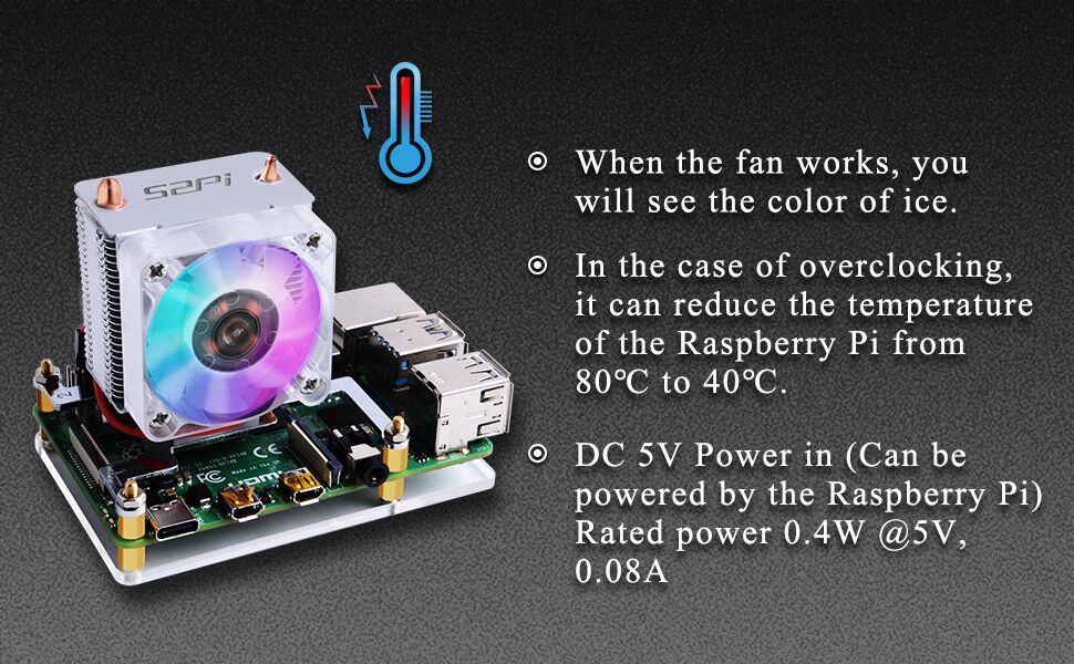REES52 Raspberry Pi ICE Tower RGB Cooling Fan with Heatsink for Pi 4 ...