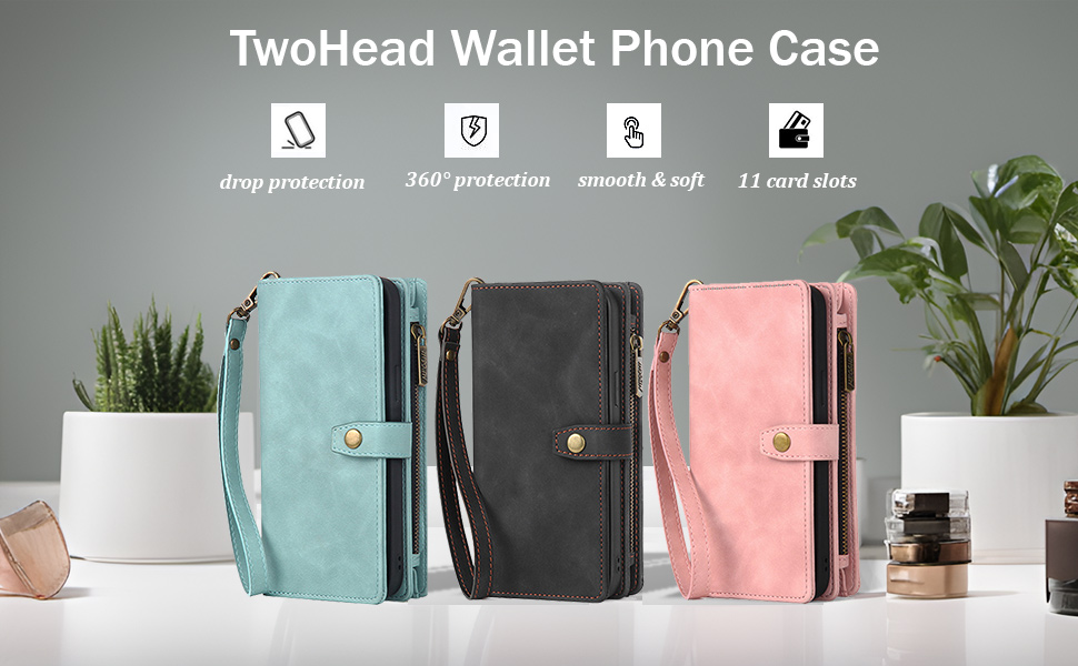 Amazon.com: TwoHead for Samsung Galaxy S24 Ultra Wallet Case with Card Holder, Detachable ...
