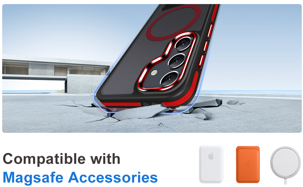 Amazon.com: MALEWOLF Magnetic for Samsung Galaxy S24 Fe Case with Stand, Fits for Magsafe, Anti ...