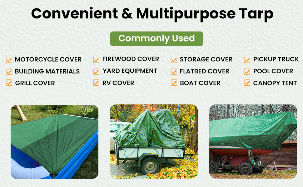 Amazon.com: Pattiumo Tarp Waterproof 8' X 10', Heavy Duty Tarps Waterproof 14 Mil Waterproof ...