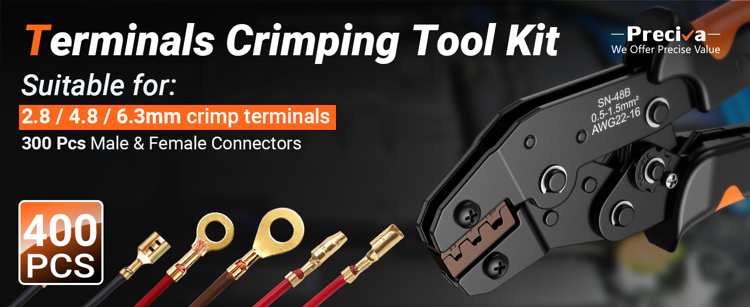 Preciva Crimping Tool Set for Spade Connector, 0.5-1.5mm²/22-16 AWG Wire Crimping Tool with ...