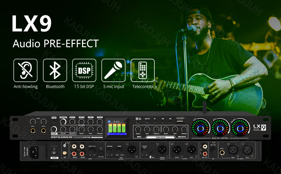 Amazon.com: LX9 Professional KTV Digital Pre-stage Effector Anti-howling Audio Processor Echo ...