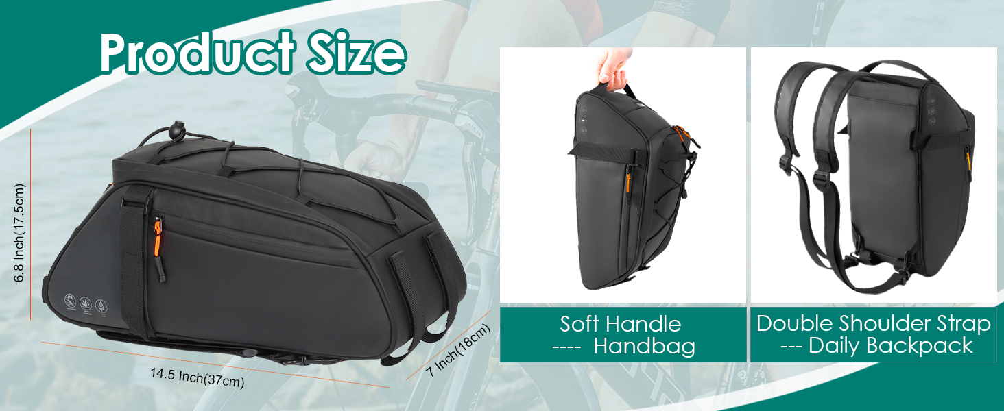 HUIJUTCHEN Bike Bag Rear Rack, 10L Reflective Waterproof Bike Rack Backpack with Water-Resistant ...