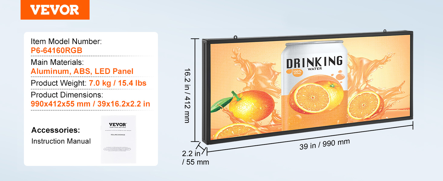 Amazon.com: VEVOR Programmable LED Sign, P6 Full Color LED Scrolling ...