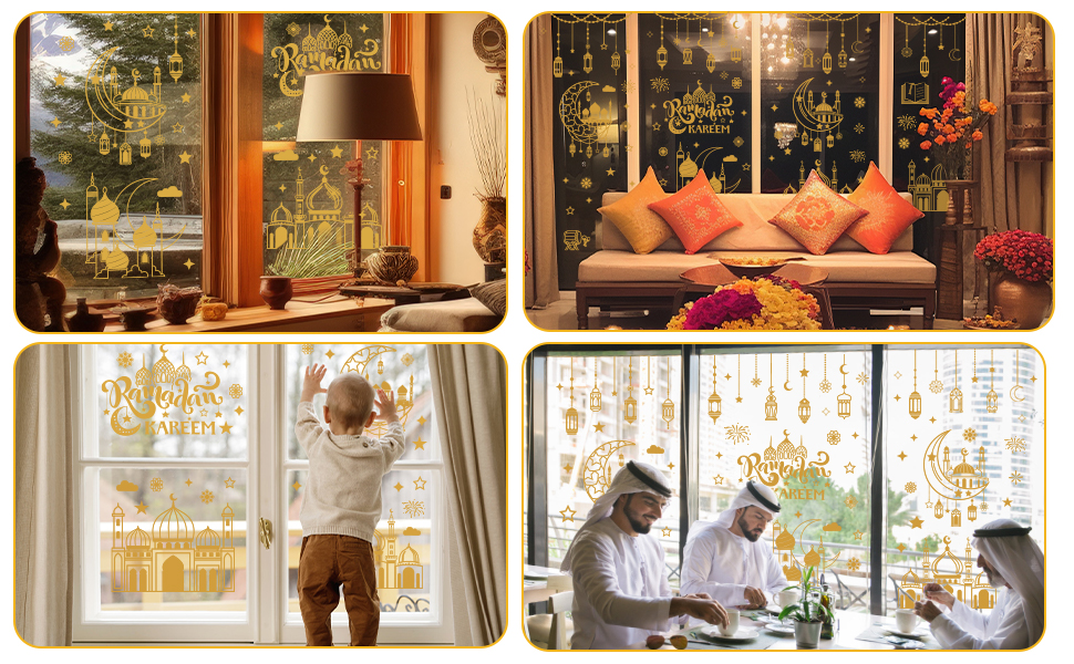 Amazon.de: Edonkvi 162 Stücke Ramadan Fensteraufkleber, Eid Mubarak Stickers Fensterdeko ...