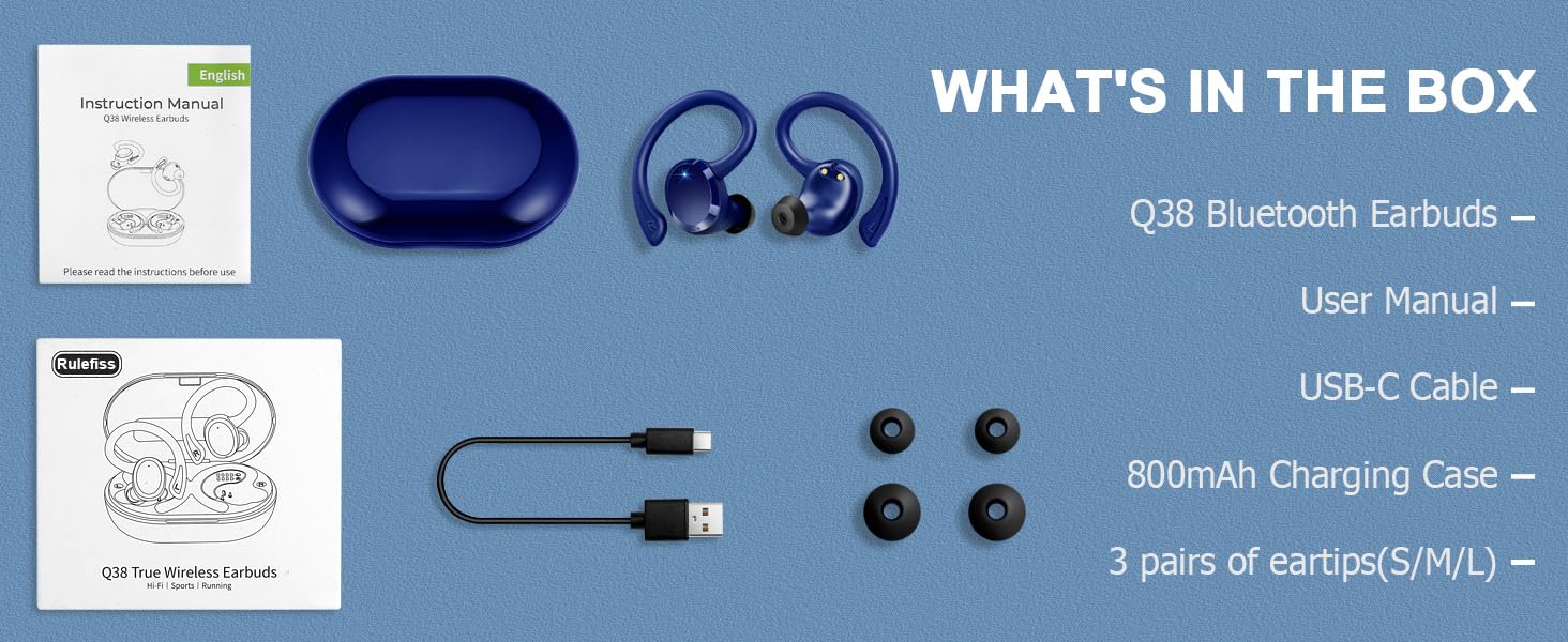 Rulefiss Wireless Earbuds, Wireless Headphones with HD Mic Bluetooth 5. ...