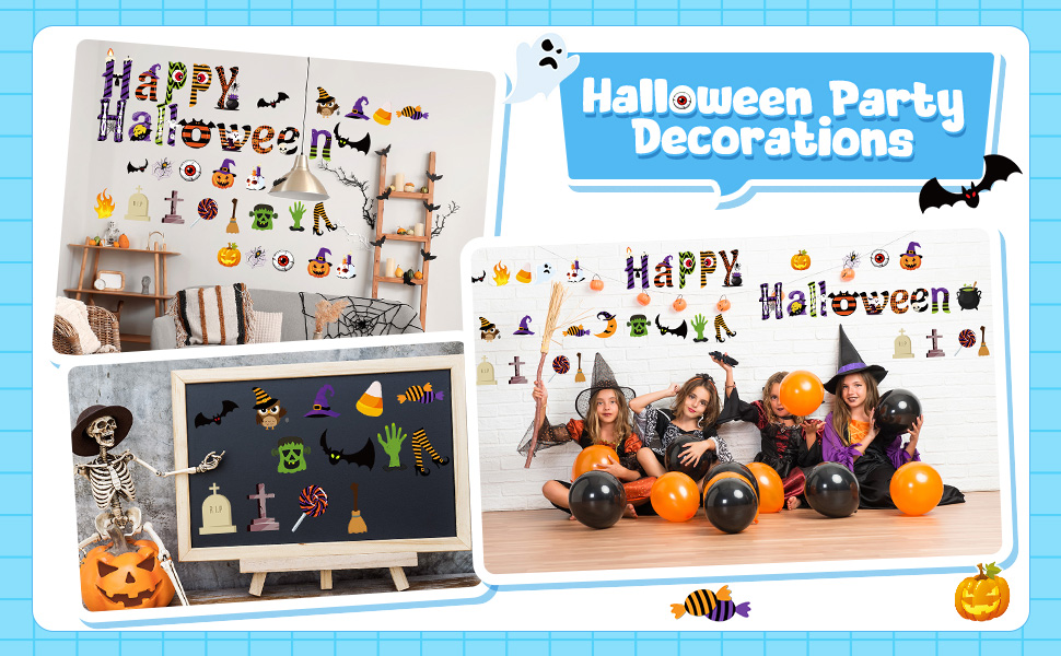 Amazon.com: Estune 72 Pcs Happy Halloween Bulletin Board Set Bat ...