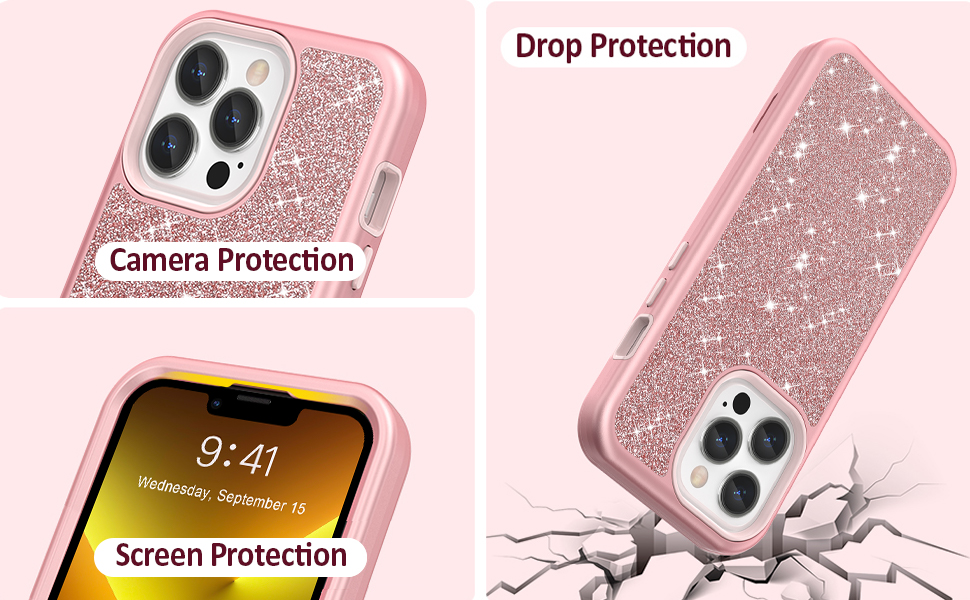 Amazon.com: Hython Case for iPhone 13 Pro Max Case Glitter, Cute Shiny Bling Sparkle Cover ...