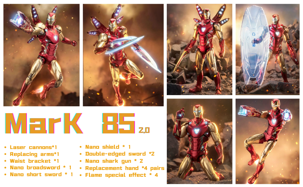 Amazon.com: BANOBI Ironman MK50,7 Inch Action Figure with Lots of Accessories,Exquisite Painting ...