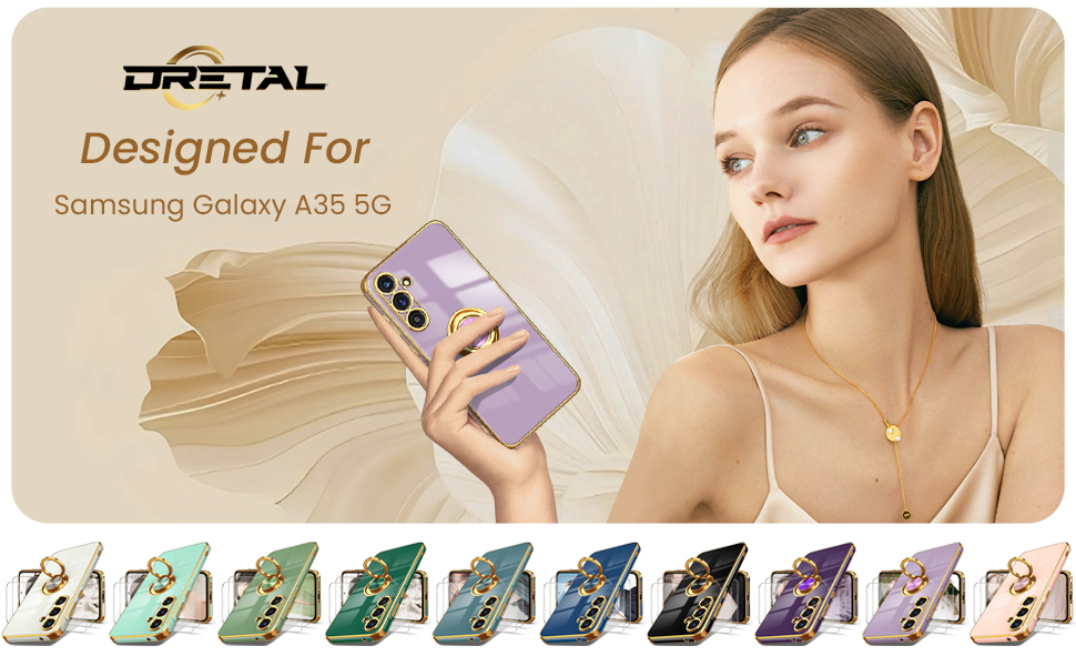 Amazon.com: Dretal for Samsung Galaxy A35 5G Case, Galaxy A35 5G UW Case with Screen Protector ...