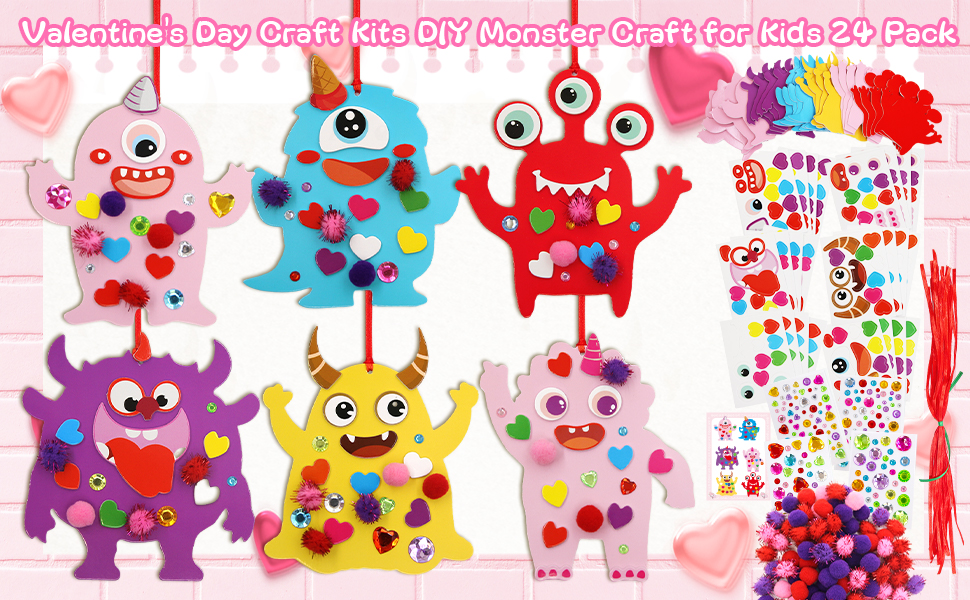 Amazon.com: Fancy Land Valentine's Day Craft Kits Foam Valentine ...