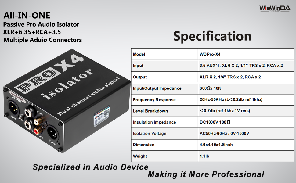Amazon.com: WisWinDa Multi Channels XLR RCA 1/4 6.35 1/8 3.5 Ground Loop Noise Isolator(No ...