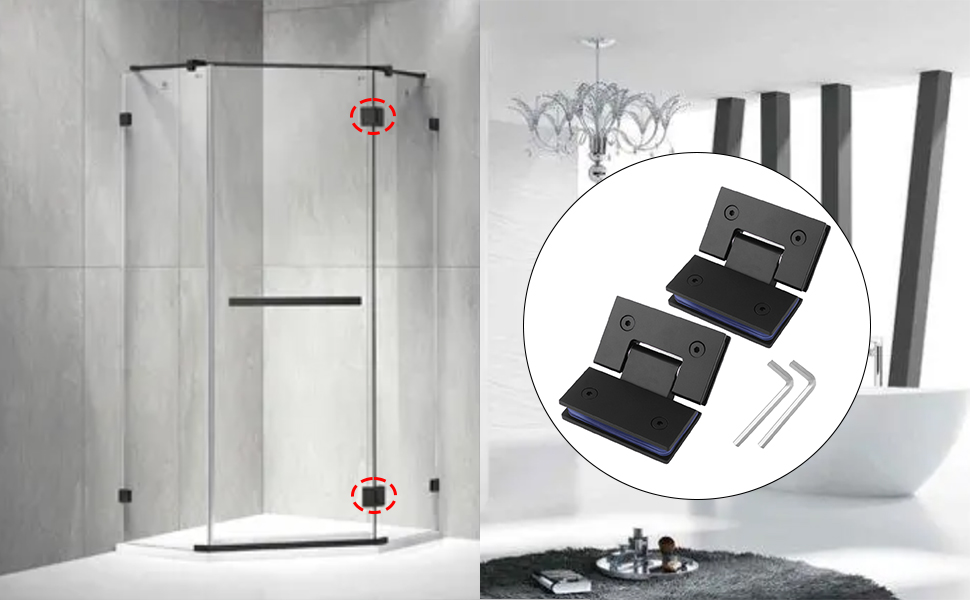 WANLIAN 180 Degree Glass Frameless Door Hinges,Frameless Shower Door Hinges, Heavy Duty 304 ...