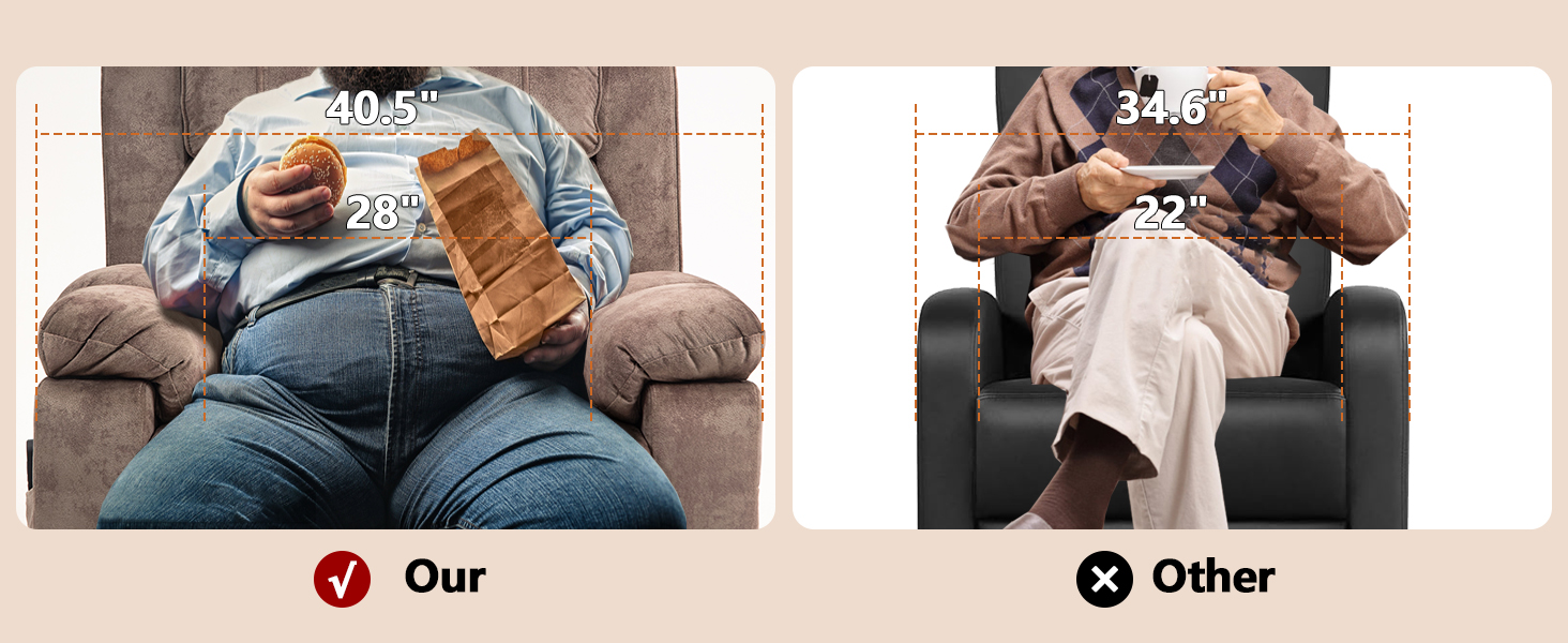 Amazon.com: FUNECORP Big Man Power Lay Flat Lift Chair Oversized Recliner Dual Motor Heat ...