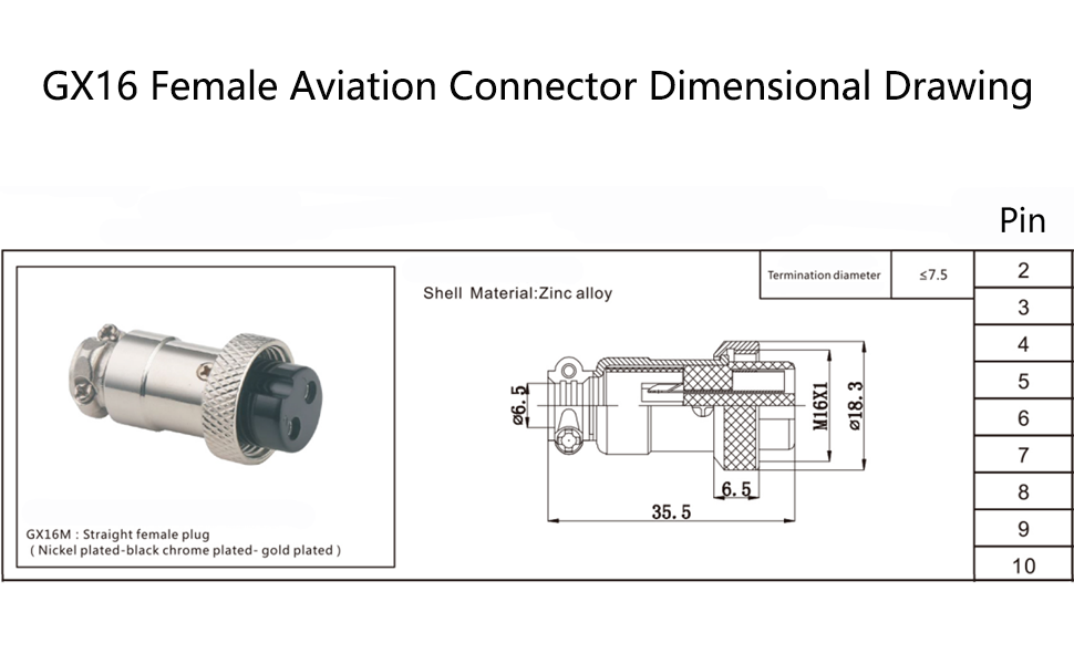 Amazon.com: 16.4 ft GX16 4 Pin Cable Double Female Head Aviation Cordset, GX16 4 Pin Panel Mount ...