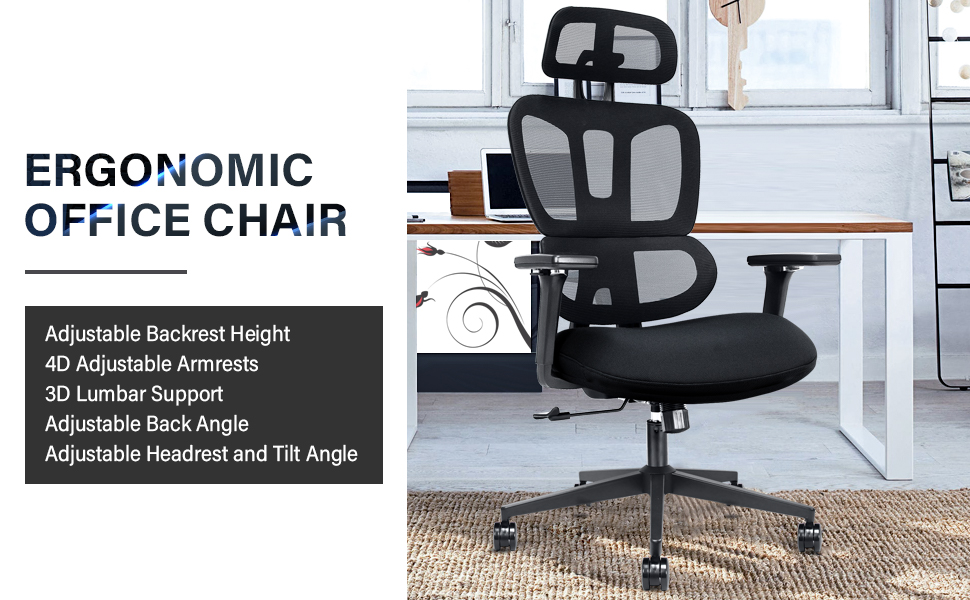 Amazon.com: Ergonomic Mesh Office Chair - High Back Multifunction ...
